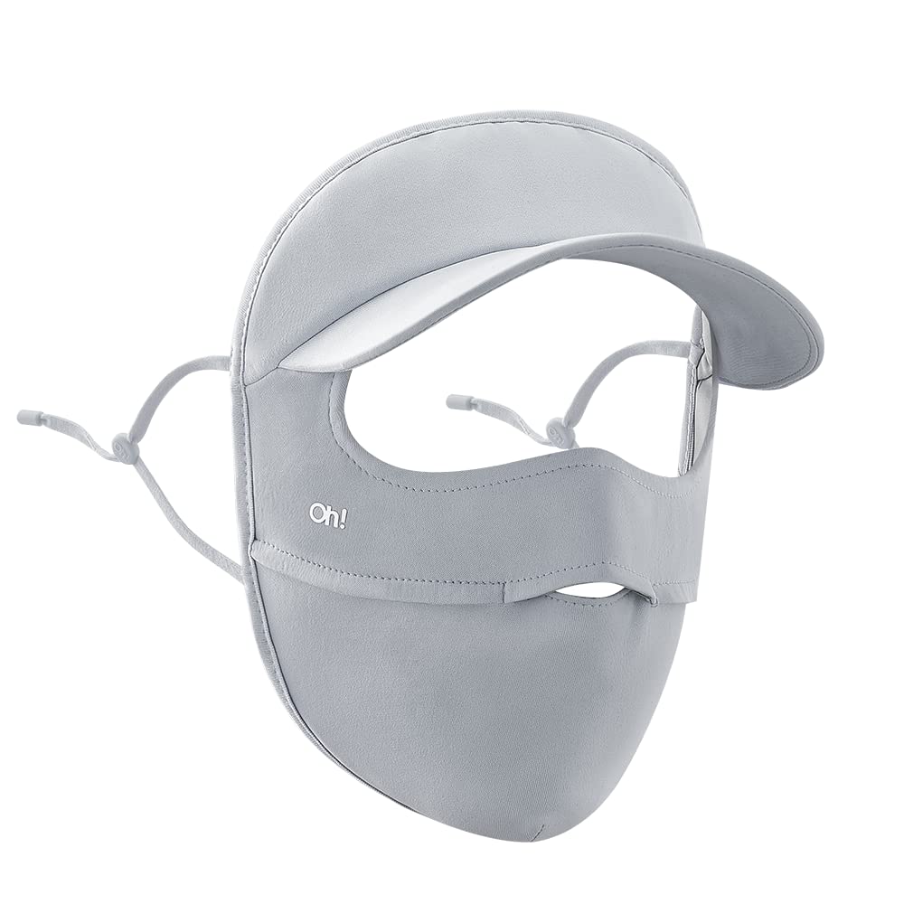 OHGOLF Women Anti UV Face Cover UPF 50+ Summer Full Face Mask Wide Brim Breathable Sunscreen Sports Face Covering SLN4M237T Grey