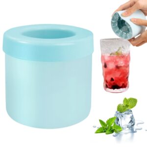 small ice maker cup, cylinder silicone ice cube molds, mini ice maker cube tray, decompress ice lattice ice cube trays for freezer, 60 ice cubes, easy-release (blue-green)