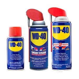 wd-40 original formula 3 sizes combo kit: 3 oz mini can, 8 oz smart straw, and 12 oz smart straw