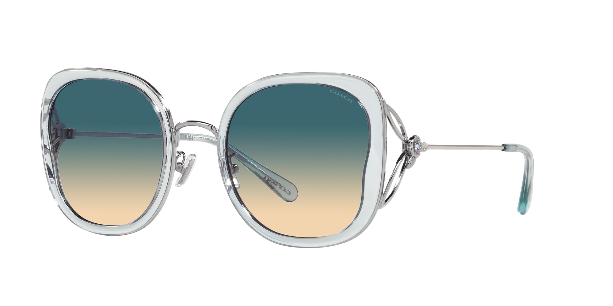 Coach HC7153B Sunglasses, Transparent Blue/Blue Yellow Gradient, 54 mm