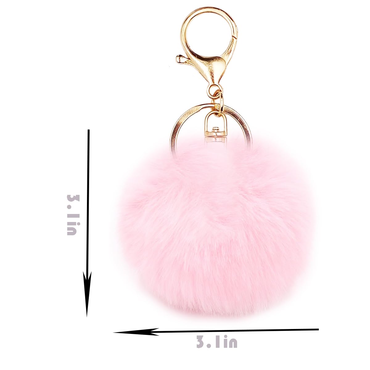 jtkdxqs Pom Pom Keychain Soft Artificial Rabbit Fur Plush Fluffy Ball Key Ring for Women,light pink