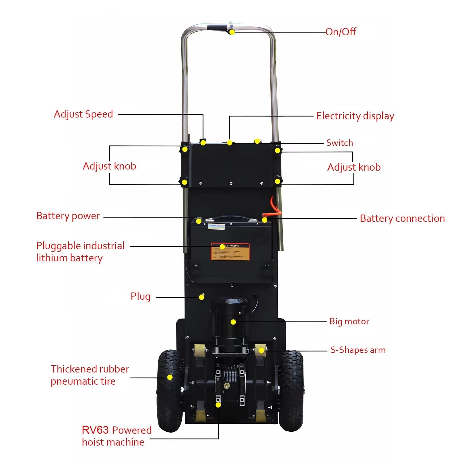 Electric Stair Climbing Heavy Duty Move Furniture Dolly Cart 1200w Brushless Motor With 2 Adjustable Speeds Hand Trucks 880lbs Load Capacity Family Logistics Cart For Groceries 24Ah 7-15 Days Delivery