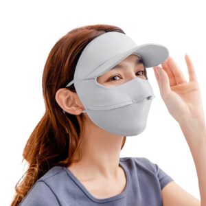 ohgolf women anti uv face cover upf 50+ summer full face mask wide brim breathable sunscreen sports face covering sln4m237t grey