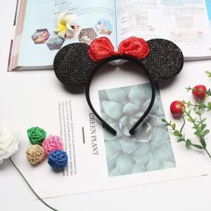 Personalized Graduation Mouse Ears for Class of 2024, Custom Graduation Gifts, Black Sequin Headband with Red Sequin Bow