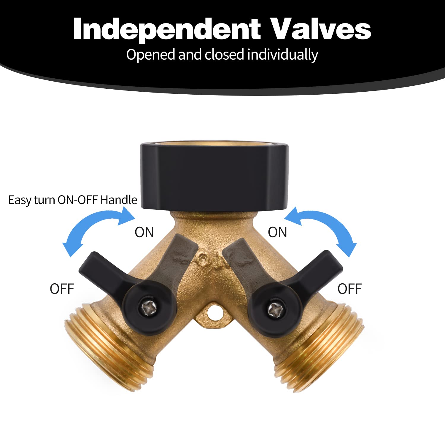 1/2/4 Pack Hose Splitter, 2 Way Heavy Duty Brass Garden Hose Splitter, for 3/4" Hose Connector, Brass Garden Hose Manifold with Rubber Washers & Tapes(1 pack 2 way)