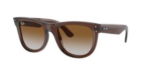 ray-ban rbr0502s wayfarer reverse square sunglasses, transparent brown/clear gradient brown, 50 mm