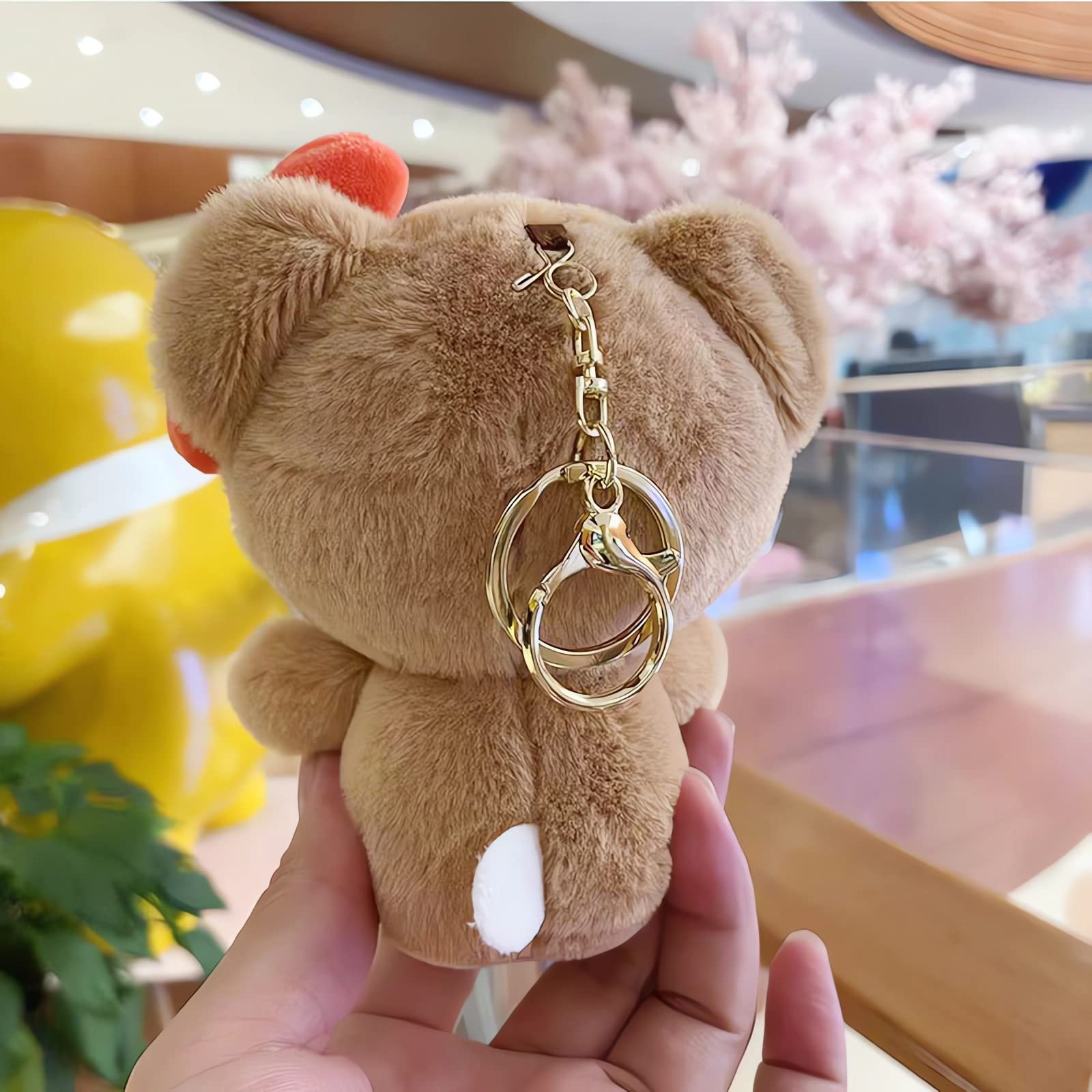 Sicpfuj Cute Plush Keychain for Women Girls, 5" Lovely Keychain Decorative Accessories, Purse Bag Backpack Charm