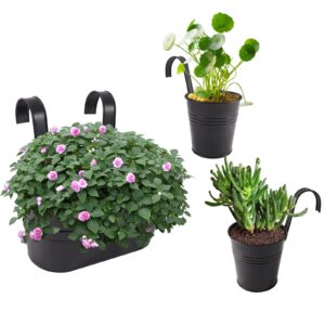 5pcs 5.5"x10.6" Metal Iron Hanging Flower Pots and 5pcs 3.8" Hanging Flower Pots Metal Iron Bucket Planter(Black)