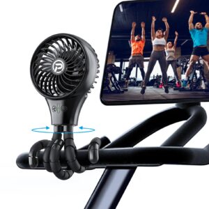 morecore auto oscillating clip fan for exercise bike/treadmill, portable & rechargeable battery with flexible tripod, design for exercise machine gym workout