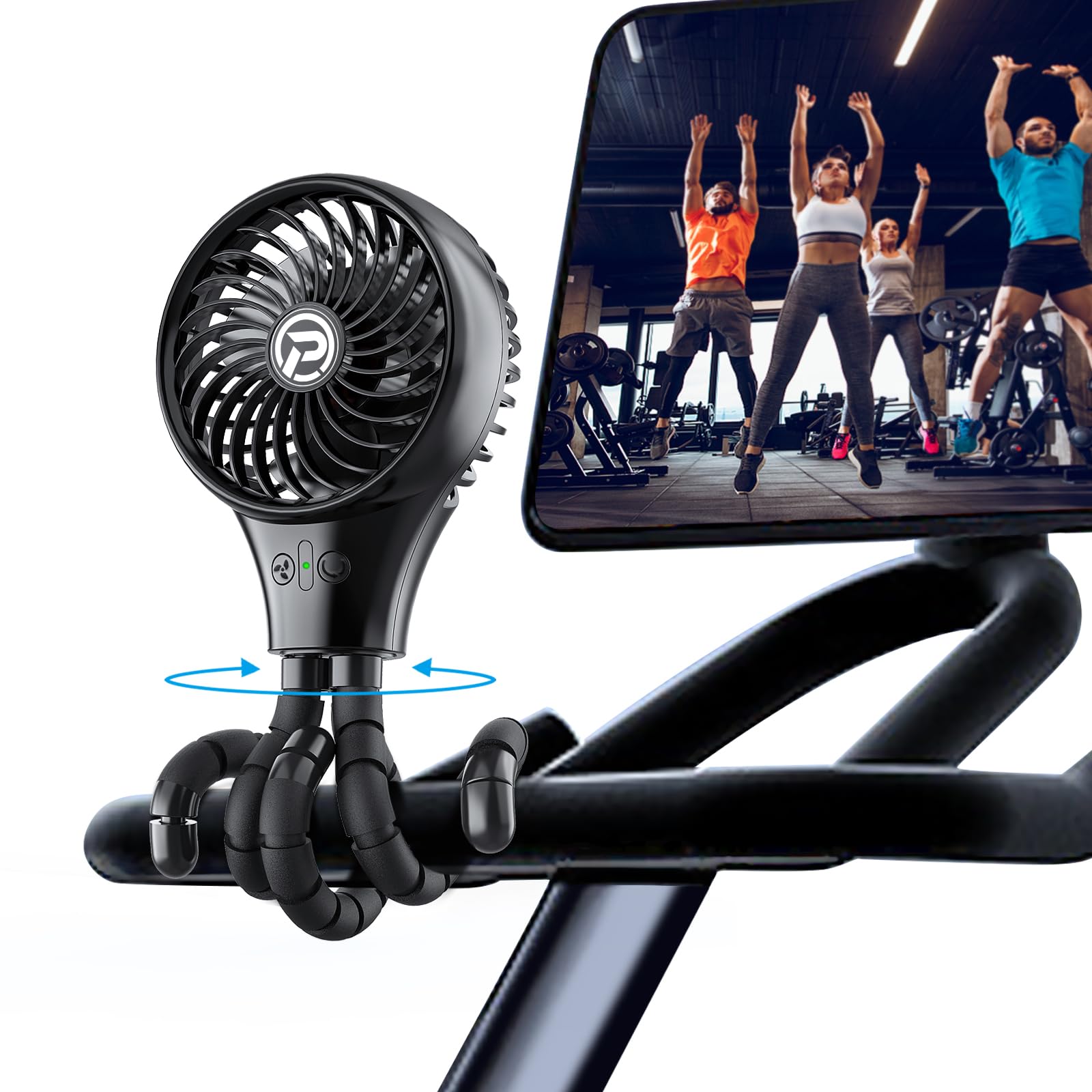 MORECORE Auto Oscillating Clip Fan for Exercise Bike/Treadmill, Portable & Rechargeable Battery with Flexible Tripod, Design for Exercise Machine GYM Workout