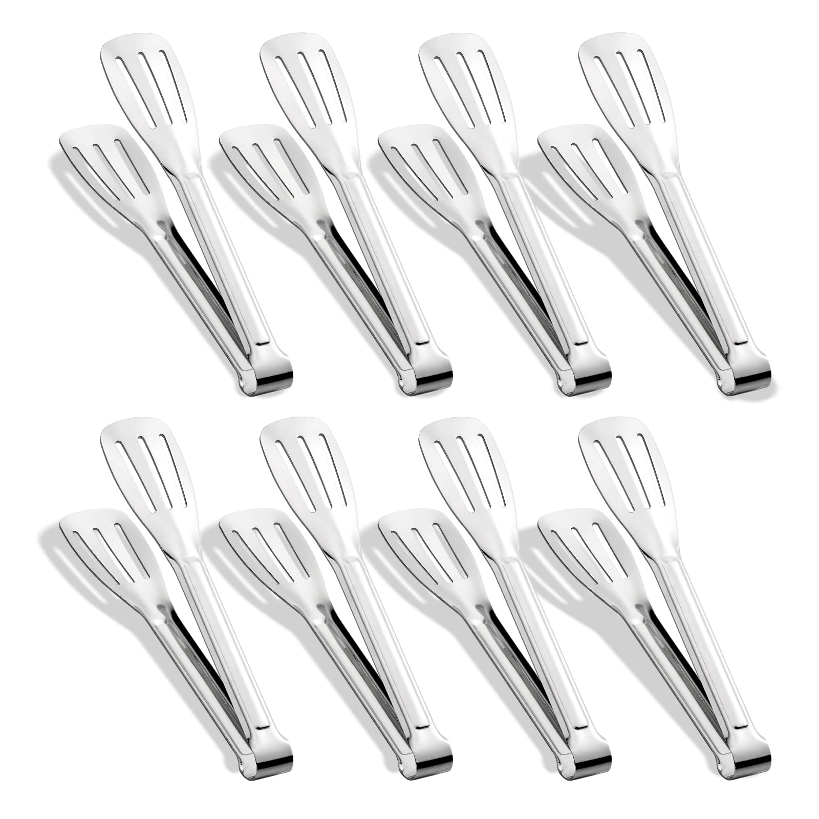 8 Pack 7 Inch Serving Tongs, Metal Tongs for Food, Food-Grade Stainless Steel Small Cooking Appetizers, Kitchen Food Tongs,Dishwasher Safe