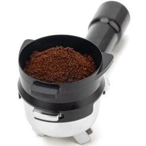 54mm dosing funnel for breville barista portafilters, hands-free coffee accessrioes dishwasher safe, black