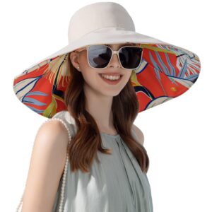 huamulan women wide brim summer sun hat wired edge floral beach fishing bucket hats reversible foldable travel uv protection