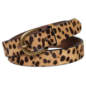 jiede womens leopard print belt animal print belt for women leather waist belt zebra belts for jeans/dress(leopard width-28mm,m - fits waist 33''-37'')