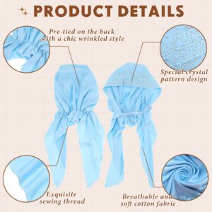 Mumufy 12 Pcs Chemo Head Scarf Pre Tied Stretchy Head Wrap Hair Turban Alopecia Durag for Women Rhinestone Bandana Skull Cover Scarf Headbands for Women Cold Caps for Chemotherapy to Prevent Hair Loss