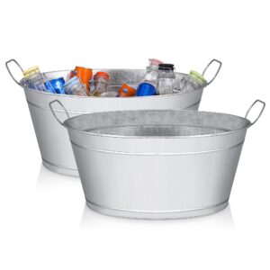 large 6-gallon galvanized tin beverage tub, 20x14x10 inches (pack of 2)