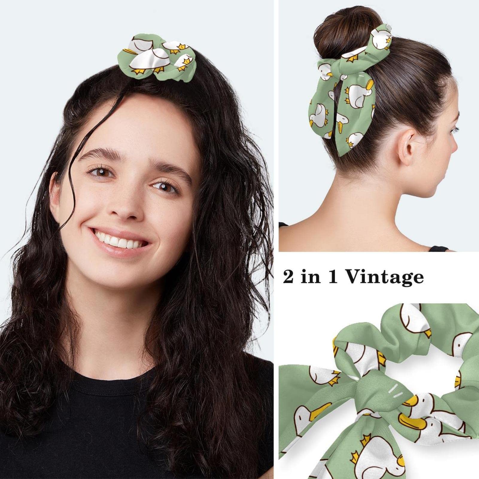 Women Working Cap with Buttons Bouffant Hat Cute Cartoon Duck Animal Nurse Scrub Caps Long Hair