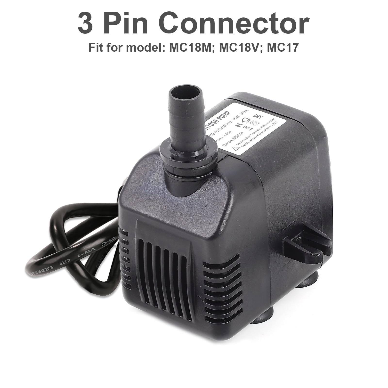 6017050 Evaporative Cooler Pump, Pump with 3 Pin Connector, Replacement Pump For Use with Models: MC18M, MC18V, MC17