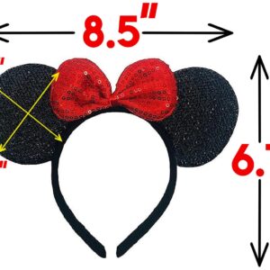 Personalized Graduation Mouse Ears for Class of 2024, Custom Graduation Gifts, Black Sequin Headband with Red Sequin Bow