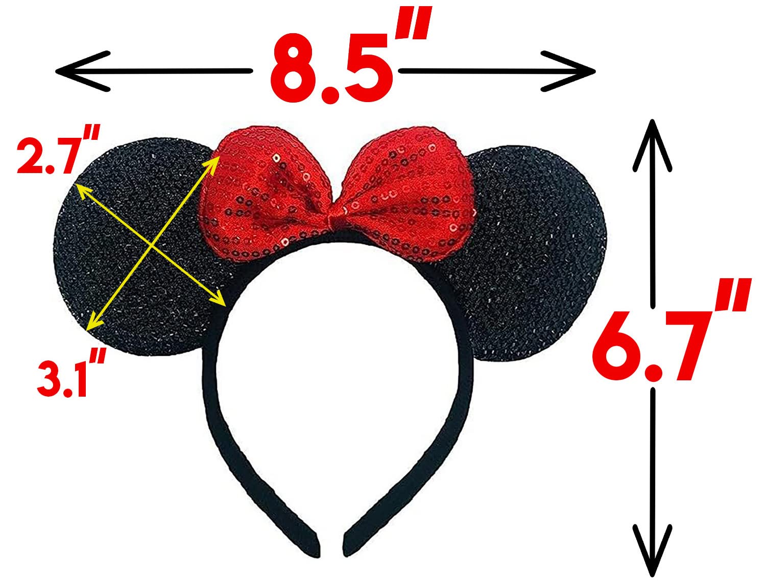 Personalized Graduation Mouse Ears for Class of 2024, Custom Graduation Gifts, Black Sequin Headband with Red Sequin Bow