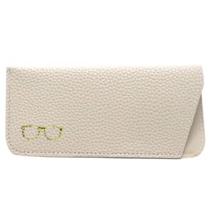 k luxury women's eyeglass case leather soft holder pocket cases slim travel pouch for sunglasses eyeglasses readers (beige)