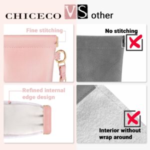 CHICECO Squeeze Top Sunglass Case-Portable Eyeglass Pouch with Adjustable Lanyard Soft Leather Glasses Case 2 Pack