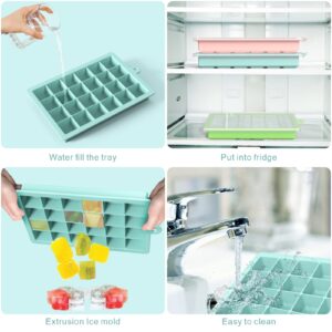 Ice Cube Trays 3 Pack, Silicone Ice Cube trays for Freezer, 24 Cubes per Ice Trays, Cube Trays With Removable Lid, Easy to Remove, Chilling Drinks