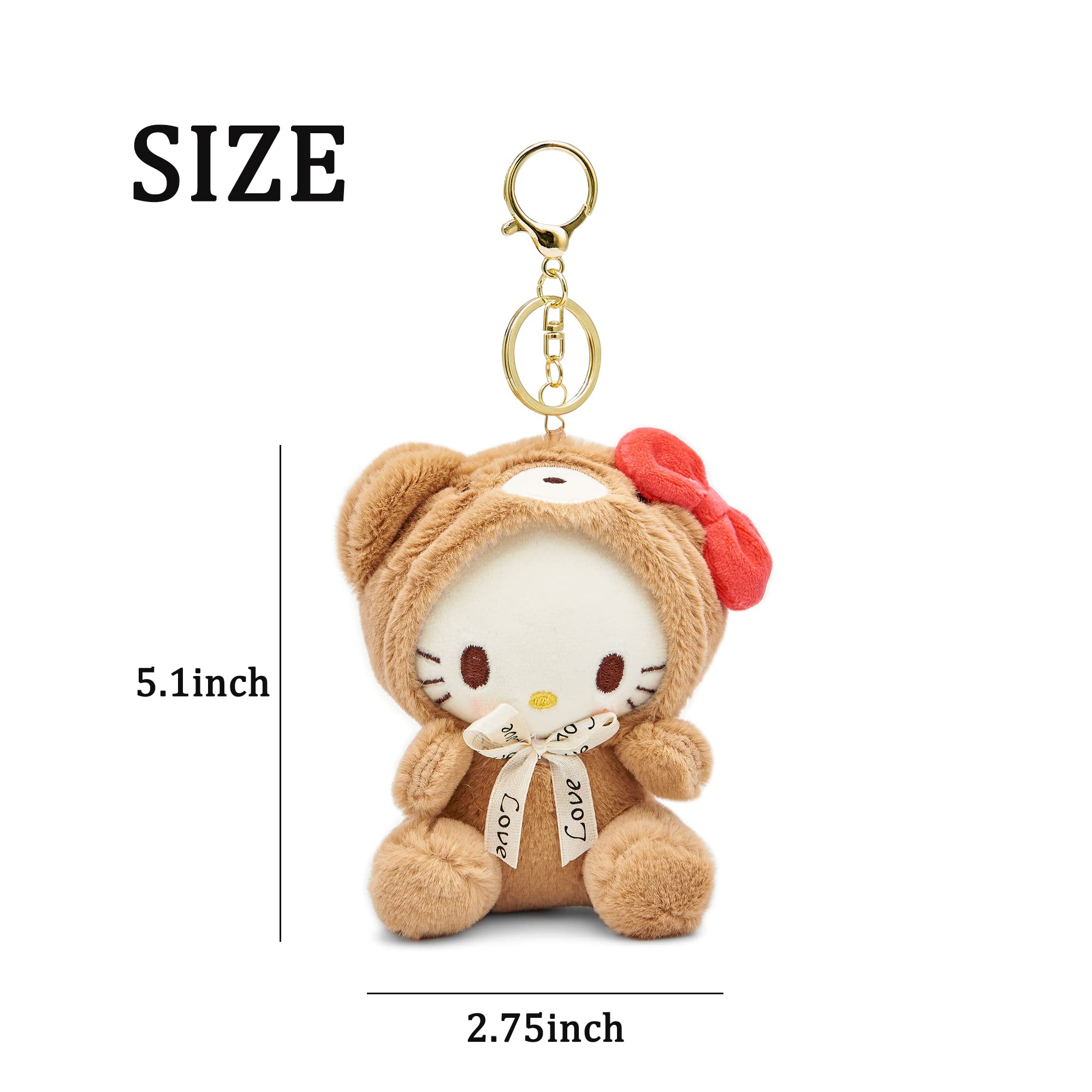 Sicpfuj Cute Plush Keychain for Women Girls, 5" Lovely Keychain Decorative Accessories, Purse Bag Backpack Charm