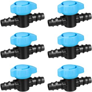 arfun 6 pack drip irrigation 1/2 inch barbed valve, drip line parts 1/2" shut off valve fits for 1/2 inch drip irrigation tubing (.570-.620" id) for drip or sprinkler systems