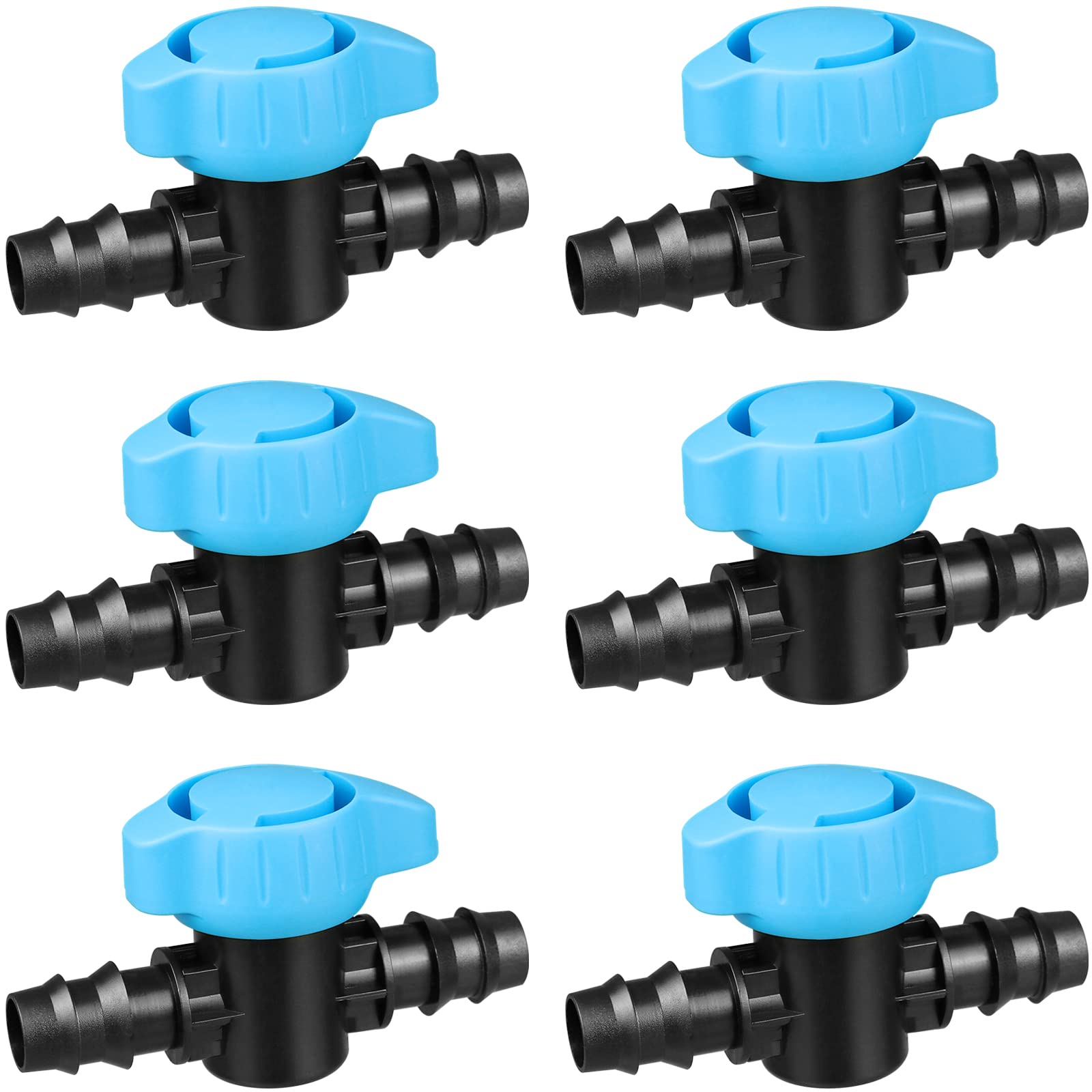 Arfun 6 Pack Drip Irrigation 1/2 inch Barbed Valve, Drip Line Parts 1/2" Shut Off Valve Fits for 1/2 Inch Drip Irrigation Tubing (.570-.620" ID) for Drip or Sprinkler Systems