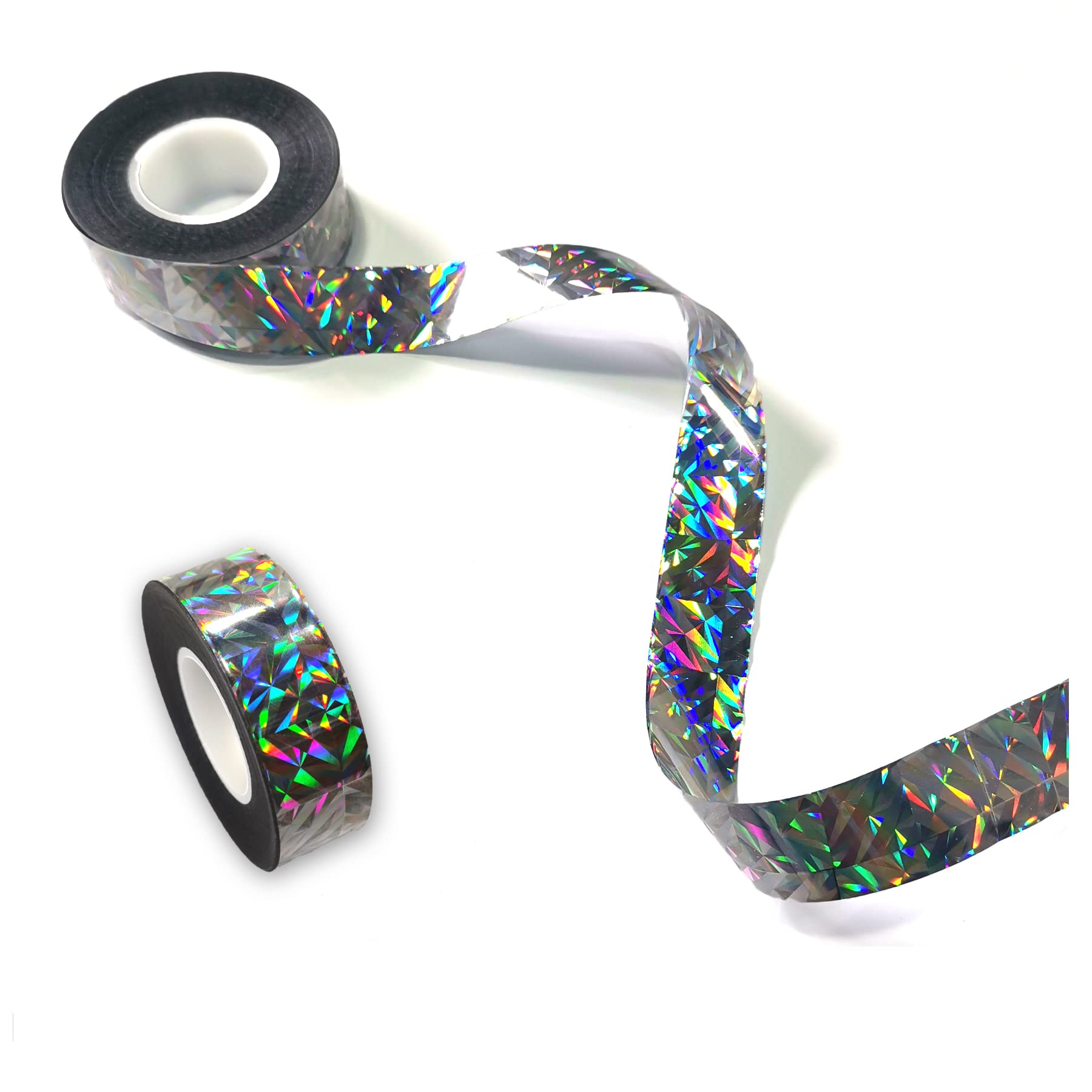 EONBES 2 * 360ft Bird Scare Tape Flash Ribbon Holographic Reflective Outdoor Mylar Ribbon - Keep Birds Away from House and Garden