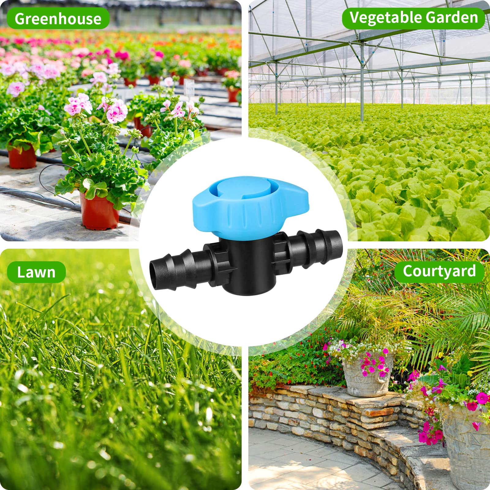 Arfun 6 Pack Drip Irrigation 1/2 inch Barbed Valve, Drip Line Parts 1/2" Shut Off Valve Fits for 1/2 Inch Drip Irrigation Tubing (.570-.620" ID) for Drip or Sprinkler Systems