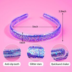 YQC Glitter Headbands for Girls -5Pcs Cute Sparkly Headband for Kids -Girl Shiny Stars Head Bands -Sequin Anti-slip Headband for Little Girl Hair Accessories (Clear)