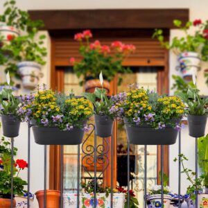 5pcs 5.5"x10.6" Metal Iron Hanging Flower Pots and 5pcs 3.8" Hanging Flower Pots Metal Iron Bucket Planter(Black)