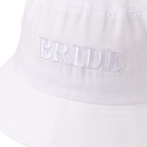 FESTA VIDA Bucket Hat for Bridal and Bachelorette Parties; Pool, Beach and Destination Hat; Cute for Brides and Bridesmaids (White)