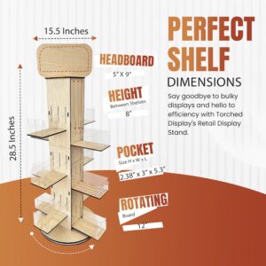 4-Sided Rotating Display Stand - Stationary, Greeting Cards, Stickers, Postcards, Coasters, Napkins - Heavy-Duty, Smooth Rotation, Easy to Assemble, Craft Shows, Trade Shows, Farmers Markets (Natural)