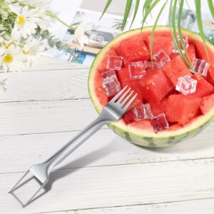 2pcs Watermelon Slicer Fork, Watermelon Cutting Tool 2-In-1 Watermelon Fork Slicer Cutter Stainless Steel Fruit Fork Cutter for Party Camping Fruit Shape