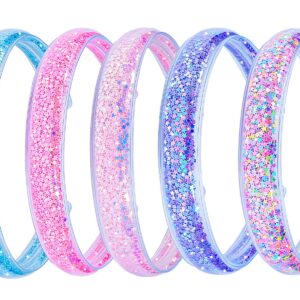 YQC Glitter Headbands for Girls -5Pcs Cute Sparkly Headband for Kids -Girl Shiny Stars Head Bands -Sequin Anti-slip Headband for Little Girl Hair Accessories (Clear)