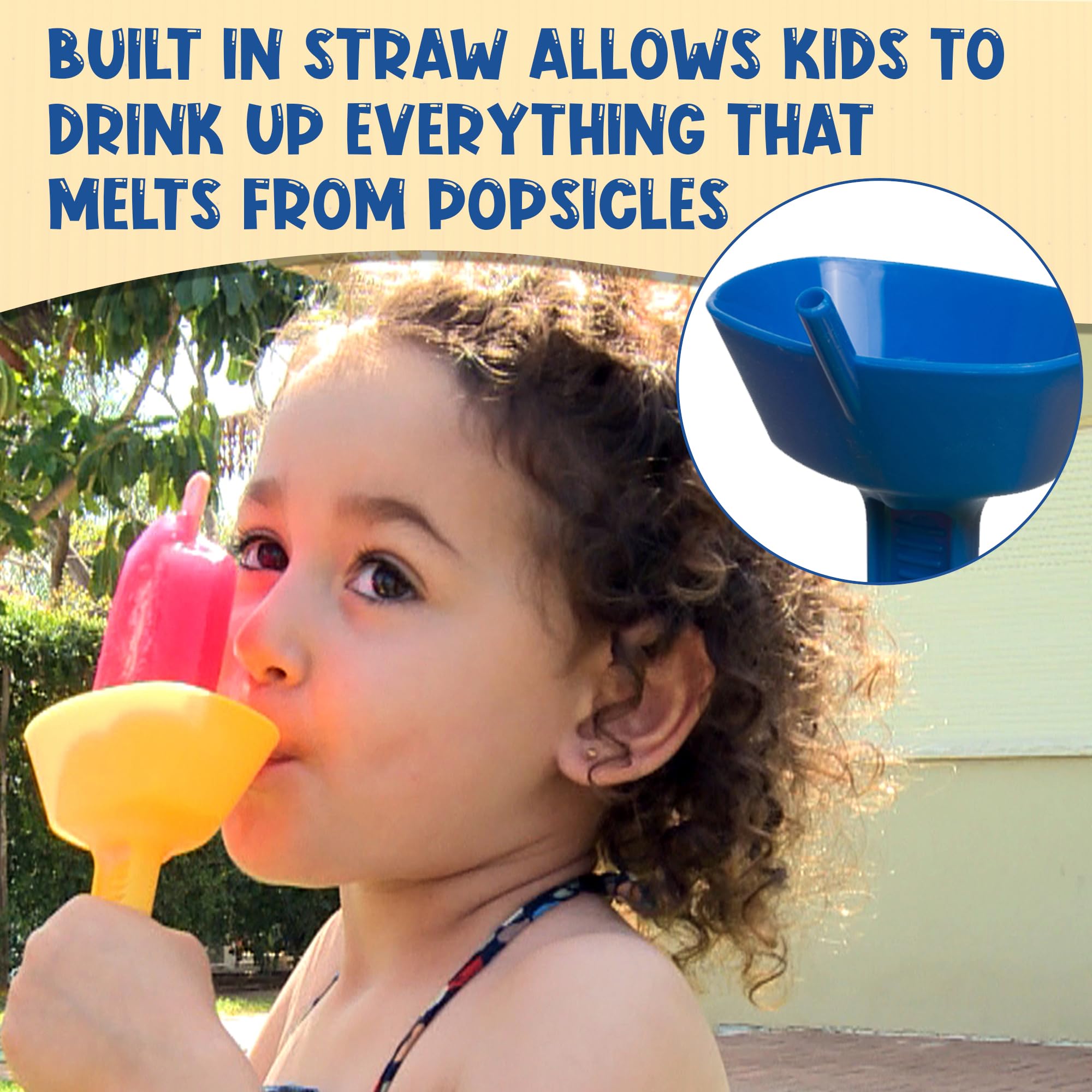 THE ORIGINAL Pop No Drop Popsicle Holder - Mess-Free Frozen Treats Holder with Straw - Drip Free, BPA Free & Dishwasher Safe - No Drip Ice Pop Popsicle Holders for Kids and Adults - PINK w/Header