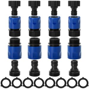 bates- garden hose quick connectors, 4 set, 3/4 inch, male and female, plastic hose connector, garden hose quick connect hose fittings, water hose quick connect fittings, quick release hose connector