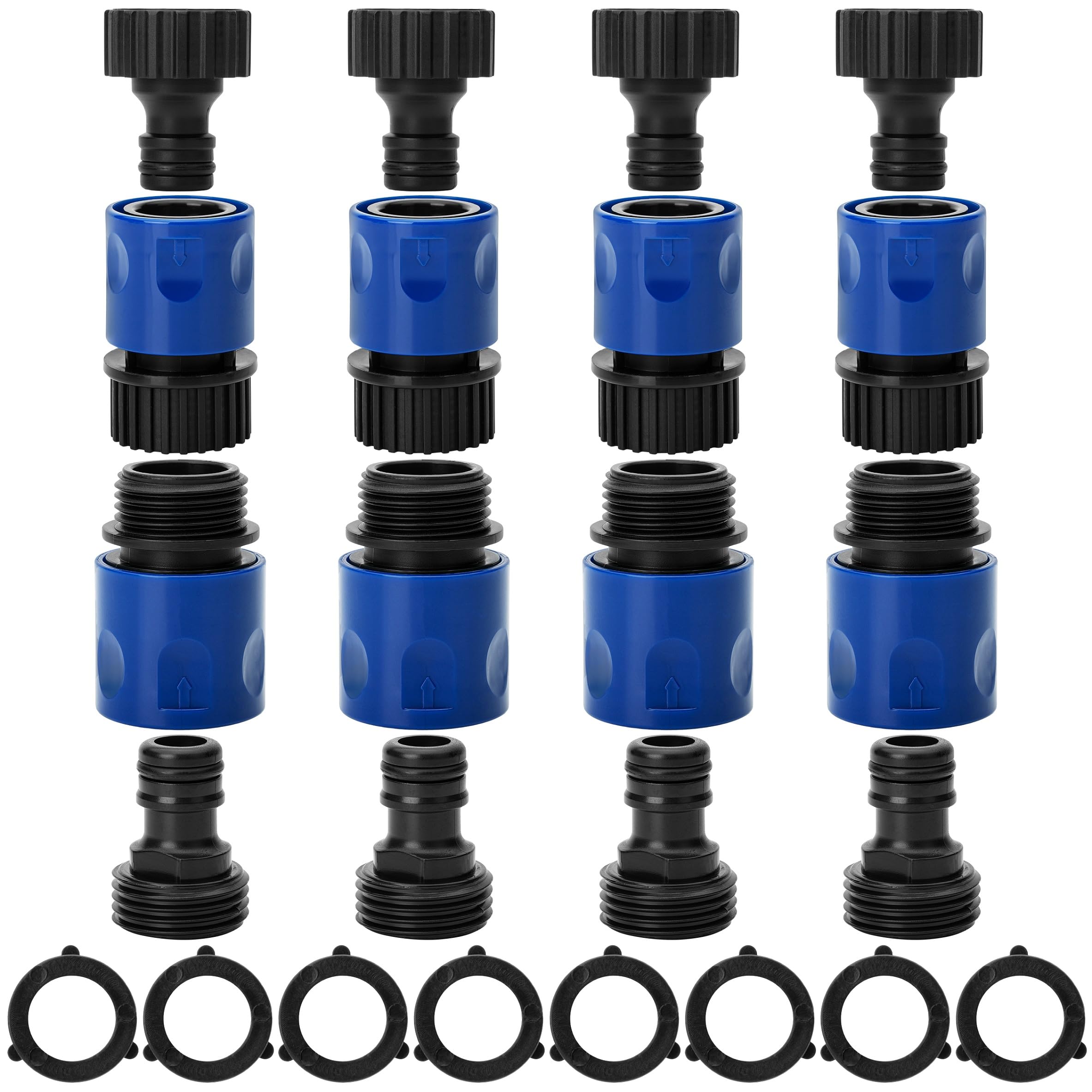 Bates- Garden Hose Quick Connectors, 4 Set, 3/4 Inch, Male and Female, Plastic Hose Connector, Garden Hose Quick Connect Hose Fittings, Water Hose Quick Connect Fittings, Quick Release Hose Connector