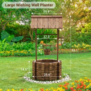 UDPATIO Wishing Wells for Yard, Large Wooden Wishing Well Planter for Outdoors, Upgrade Wishing Well with 4 Reinforced Rod & Hanging Bucket for Garden Patio Lawn Backyard Home Decor