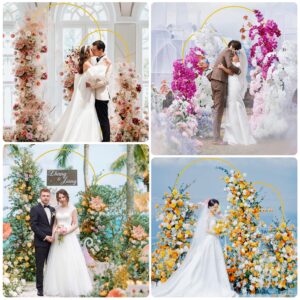 Putros Metal Arch Backdrop Stand Gold Wedding Arch Stand Set of 2 (7.2FT/6FT) Square Arched Frame for Birthday Party Graduation Ceremony Decoration