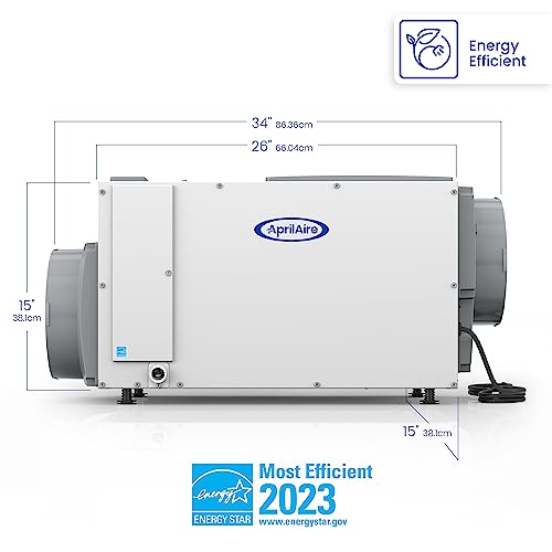 AprilAire E100 Pro 100-Pint Whole-House Dehumidifier + Model 76 Wall Mount Dehumidifier Control, Commercial-Grade Whole-Home Dehumidifier for Basement, Crawlspace, or Whole House up to 5,500 sq. ft.