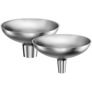 serinar stainless steel funnel, 2 large and small mouth filling kitchen funnels, liquids, fluids, spices and powders, durable and washable.