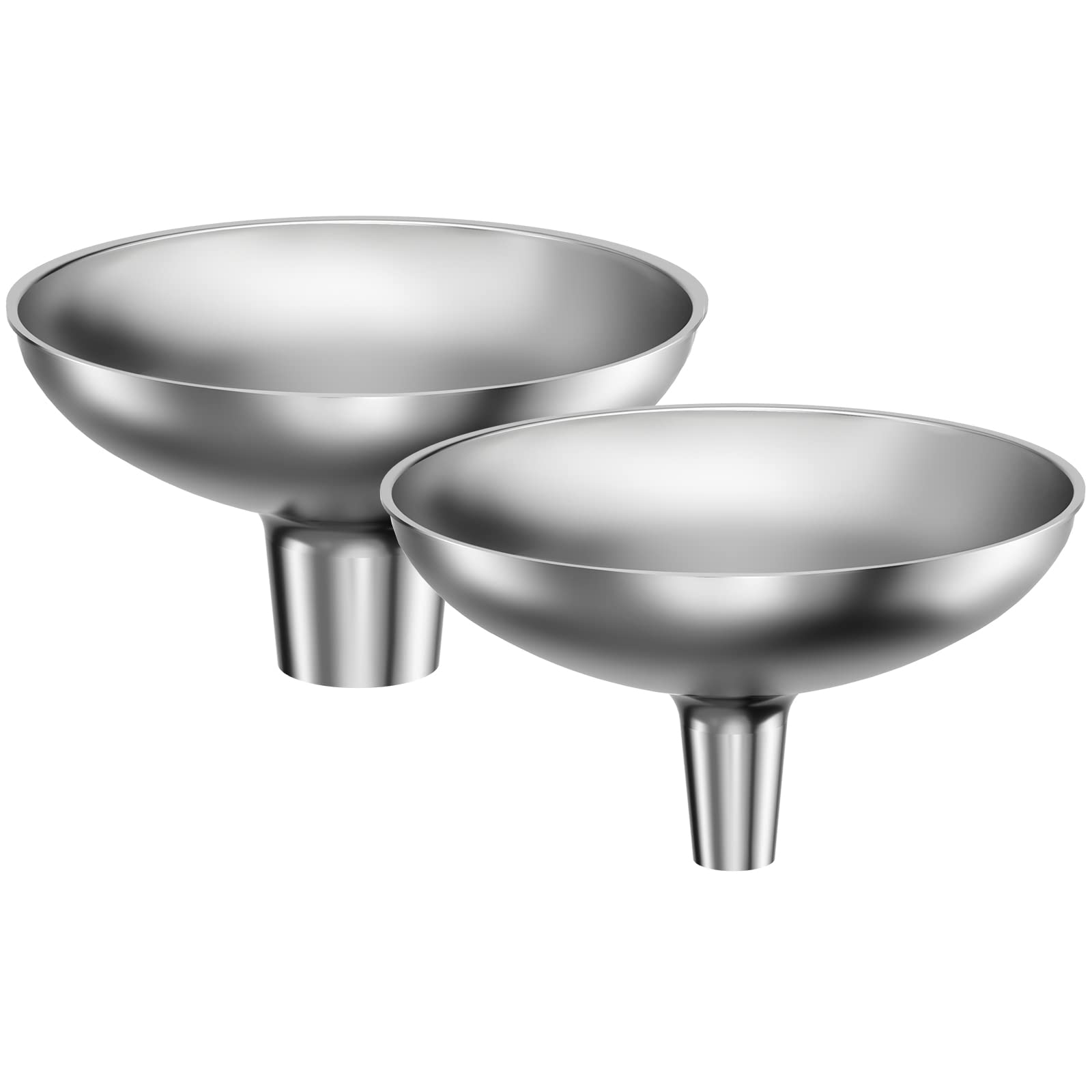 Serinar Stainless steel funnel, 2 large and small mouth filling kitchen funnels, liquids, fluids, spices and powders, durable and washable.