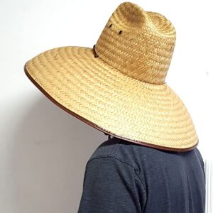 Double Weaved Hard Shell Shade Hat Large Fit Wide Brim Straw Hat Tan