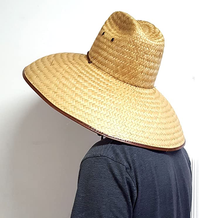 Double Weaved Hard Shell Shade Hat Large Fit Wide Brim Straw Hat Tan