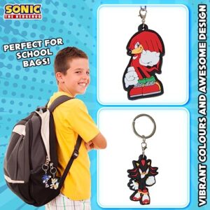 Sonic The Hedgehog Keyrings for Kids Knuckles Shadow Tails Rubber Boys Keyrings Collectables 4 Pack Mini Figures Keychain Set Gamer Gifts for Boys