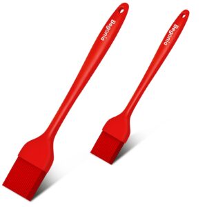 pastry brush-begonia silicone basting brush for cooking,2pcs 10+8 in heat resistant food brushes for baking, grilling, cooking and spreading oil, butter, bbq sauce, or marinade red,a-11